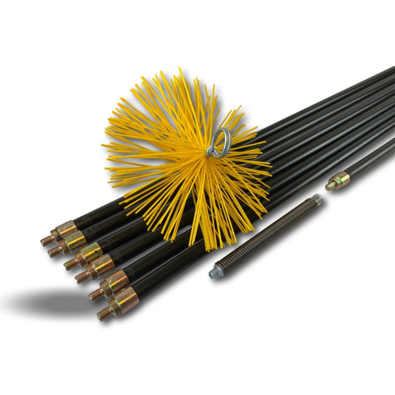 Trusa profesionala de curatat hornuri 9.4m bastoane cu blocator D20 arc ...