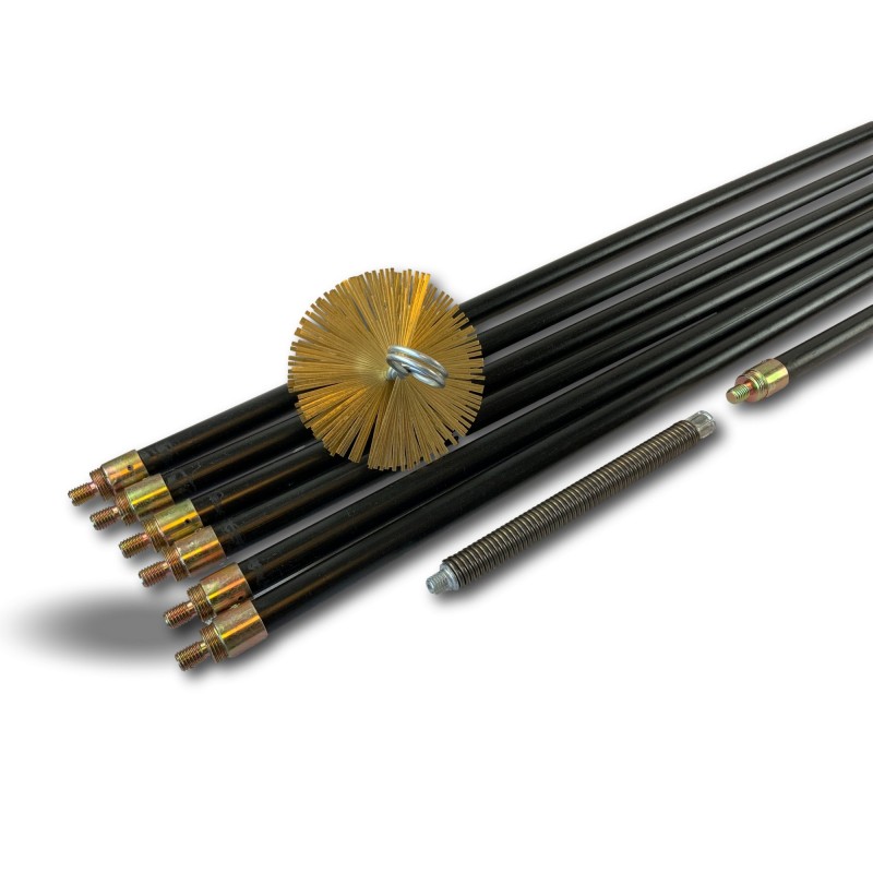 Trusa profesionala de curatat hornuri 9.4m bastoane cu blocator D20 arc ...