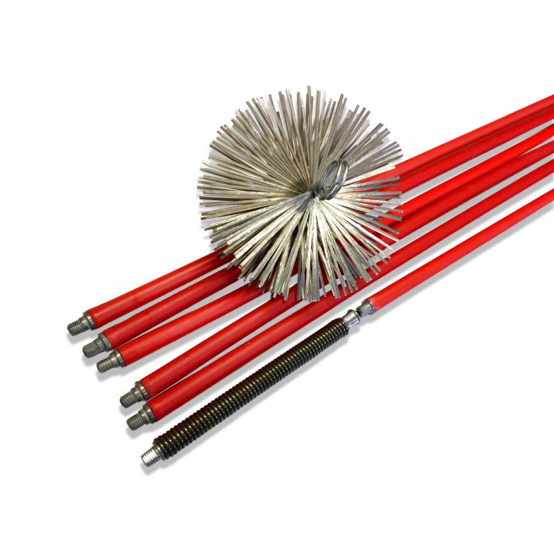 Trusa profesionala de curatat hornuri 8m cu arc si perie otel plat D150