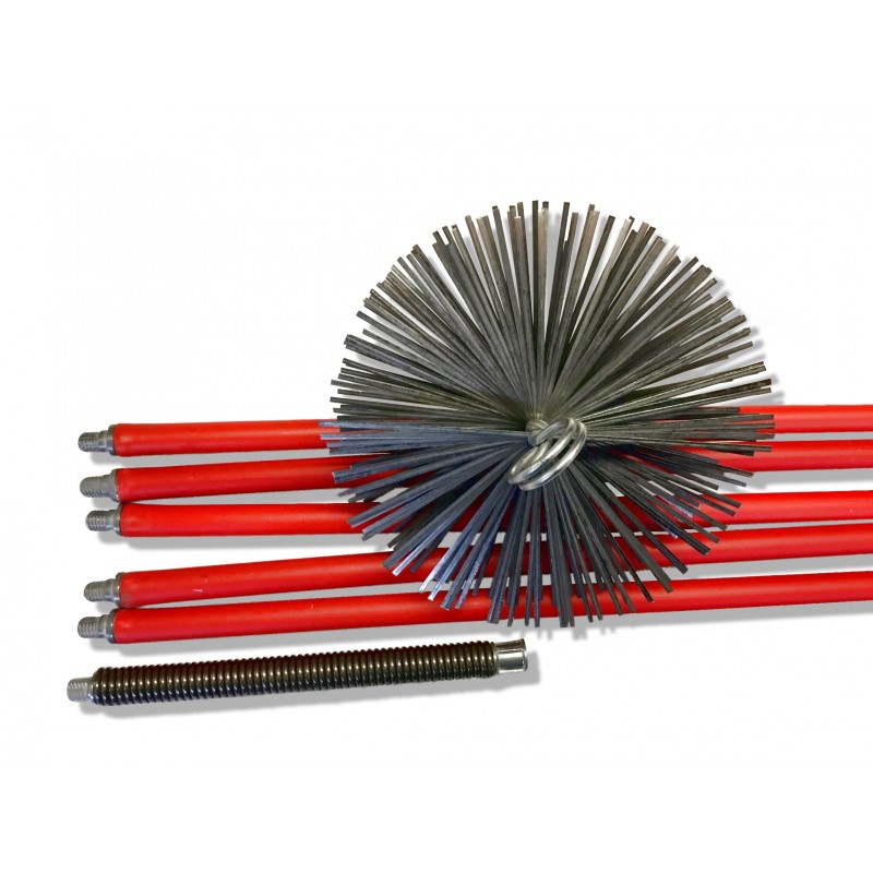 Trusa profesionala de curatat hornuri 8m cu arc si perie otel plat D150