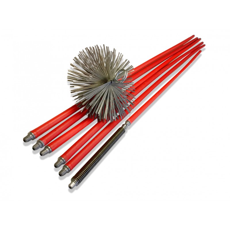 Trusa profesionala de curatat hornuri 8m cu arc si perie otel plat D200