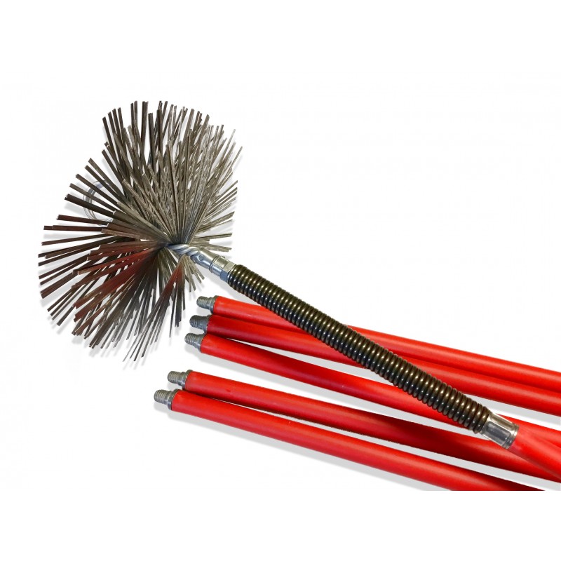 Trusa profesionala de curatat hornuri 8m cu arc si perie otel plat D200